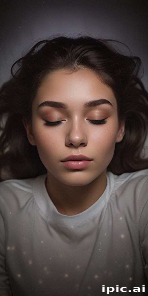 Serene Portrait of a Young Woman with Soft Features and Closed Eyes