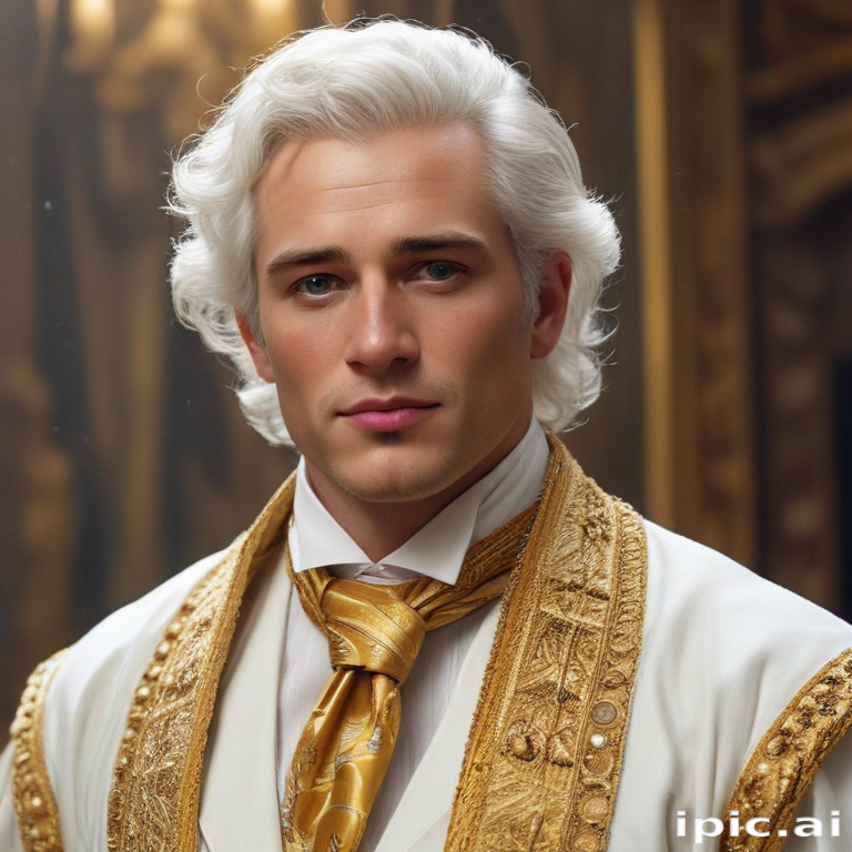 A Regal Portrait of a Nobleman in Elegant Historical Attire