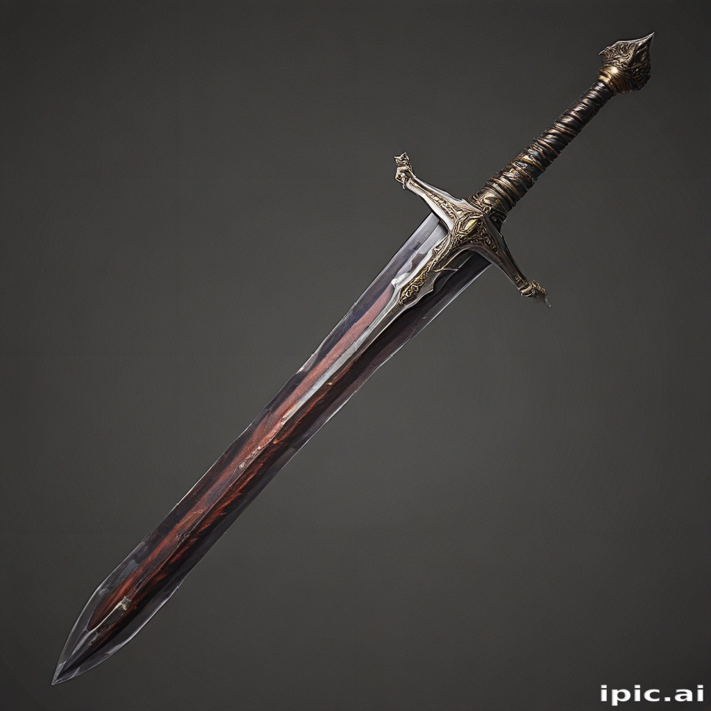 Intricately Designed Sword with Ornate Handle and Gleaming Blade