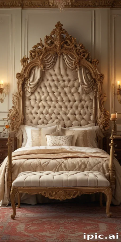 Elegant Opulent Bedroom Design Featuring a Luxurious Ornate Bed Frame ...