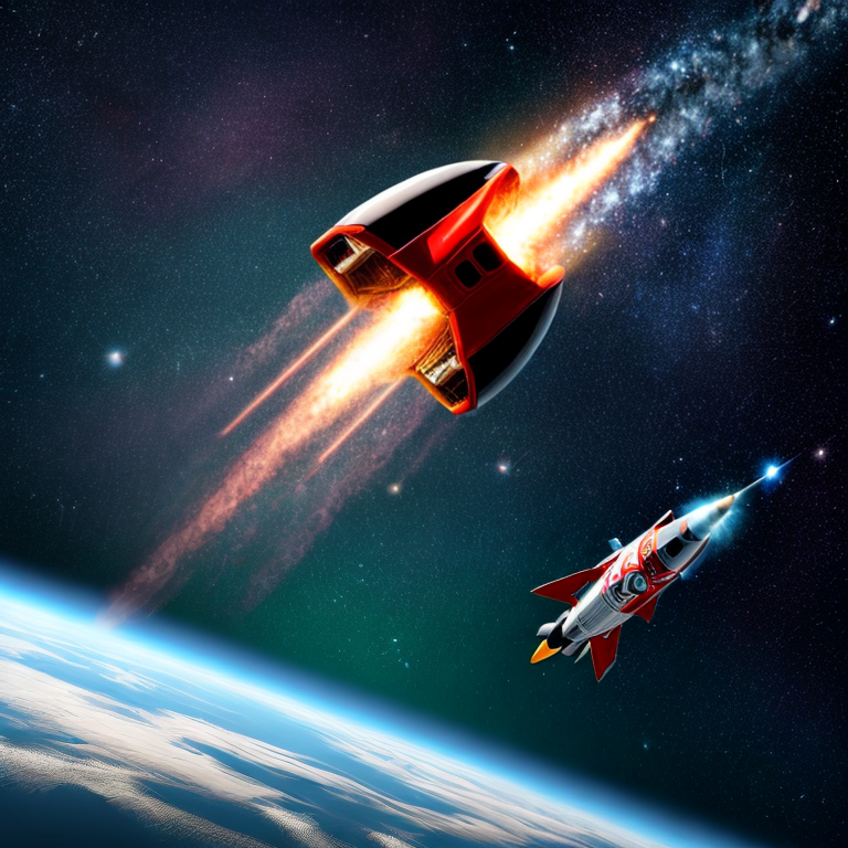 animated rocket blasting off in outer space