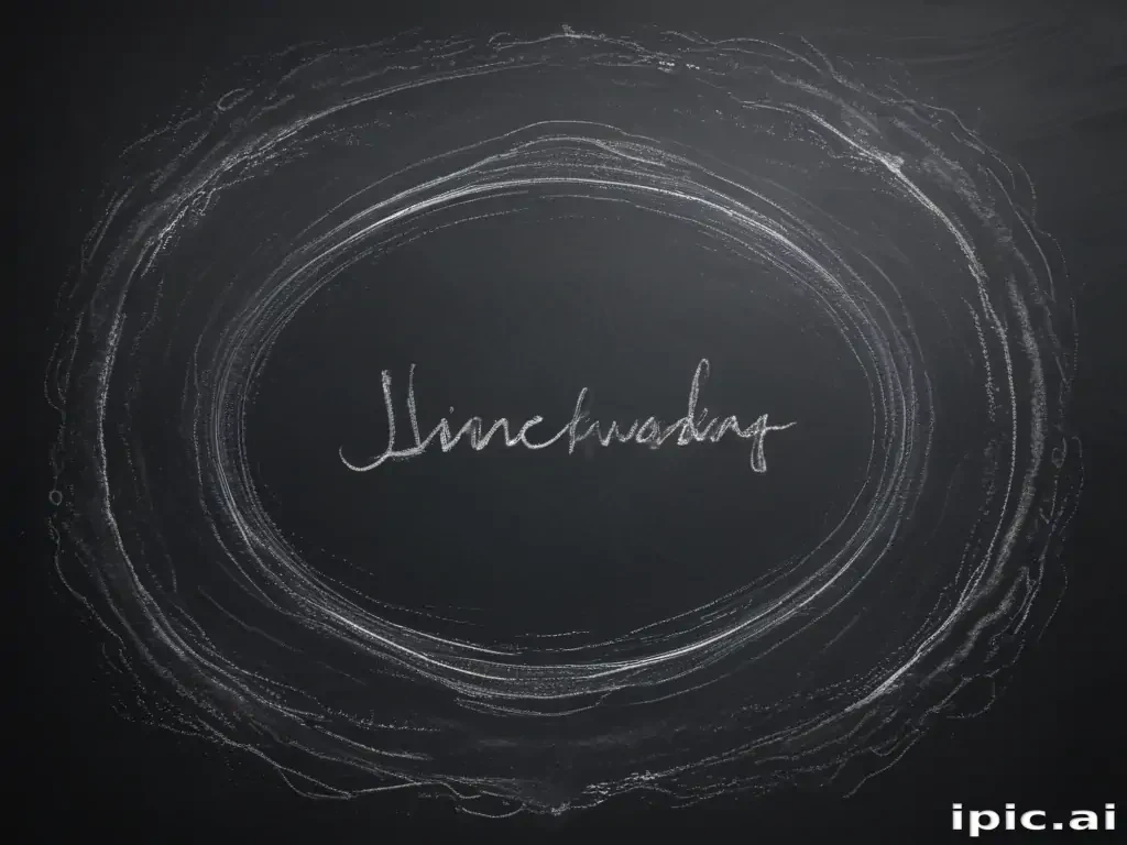 Creative Chalk Drawing on Blackboard with Artistic Circle and Text
