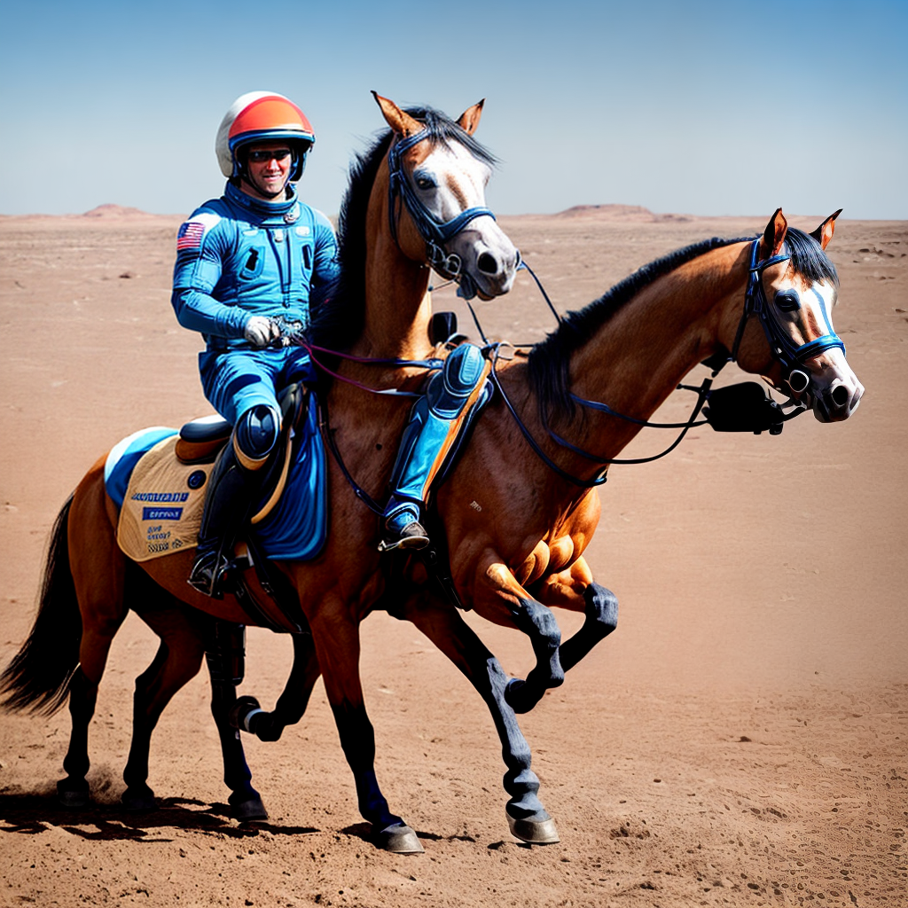 Flying Horse in Mars space solider with long sward in his hand