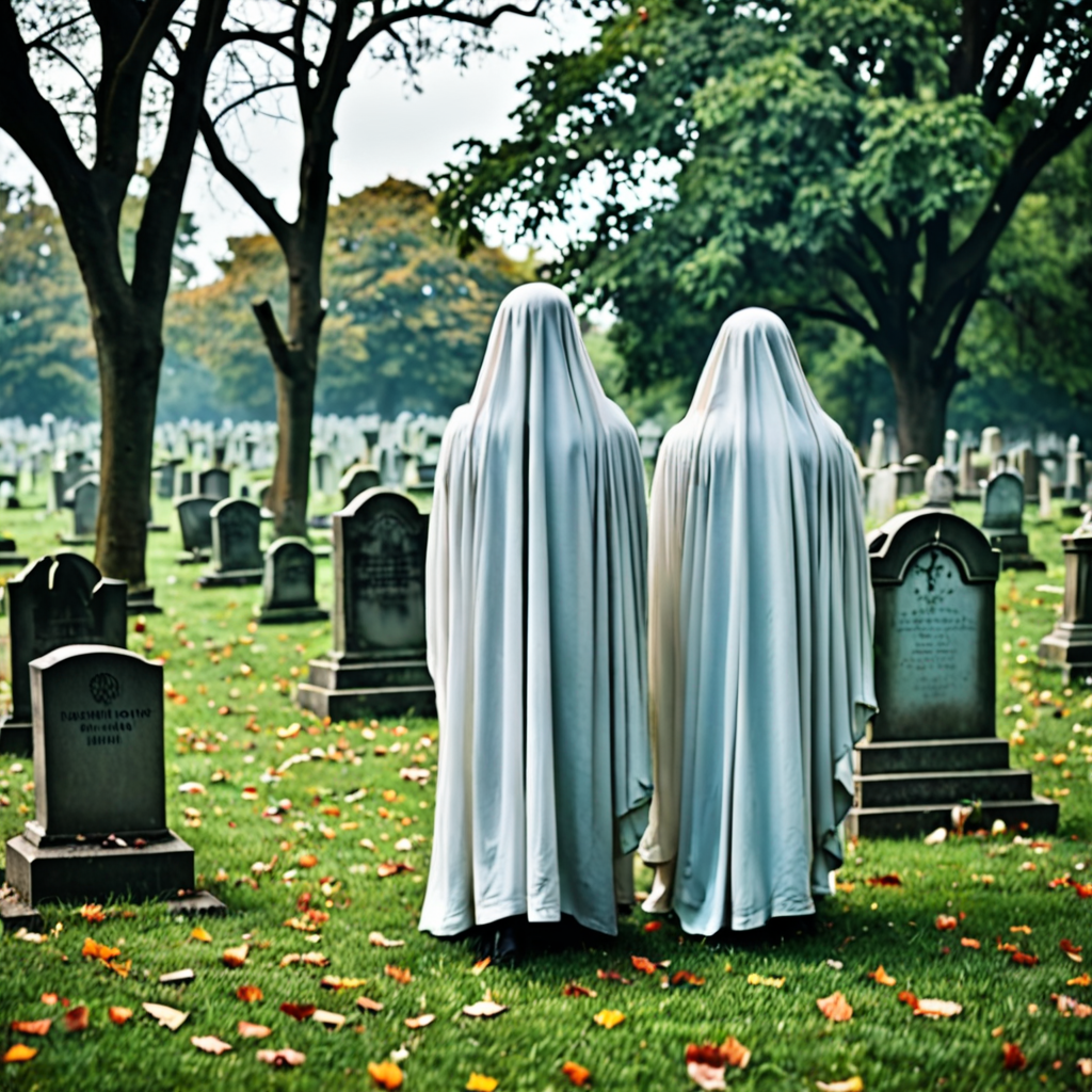 gay male ghosts in a graveyard