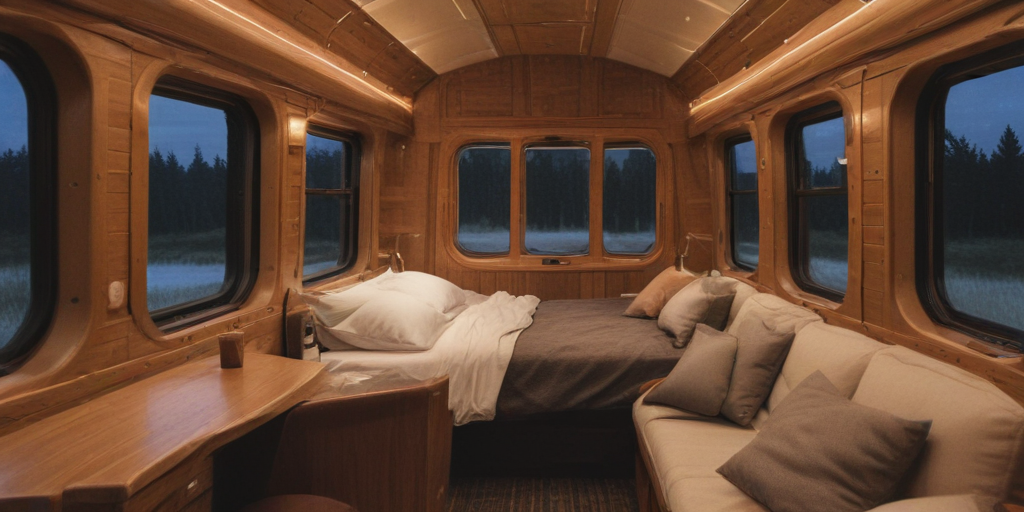 Cozy night train cabin for sleep