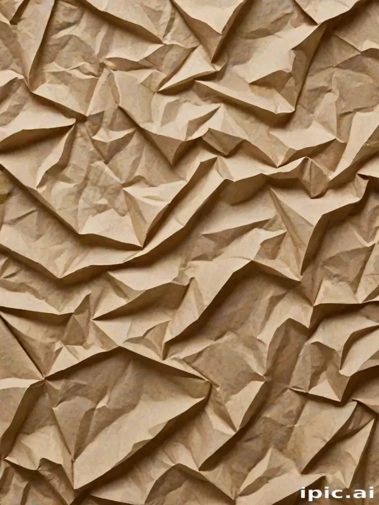 Textured Background of Crumpled Brown Paper with Intricate Creases and ...