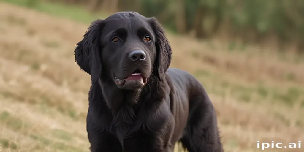 Playful Black Dog Enjoying a Sunny Day in the Open Field