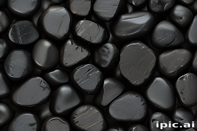 Smooth, Shiny Black Pebbles Forming a Natural, Elegant Background Texture