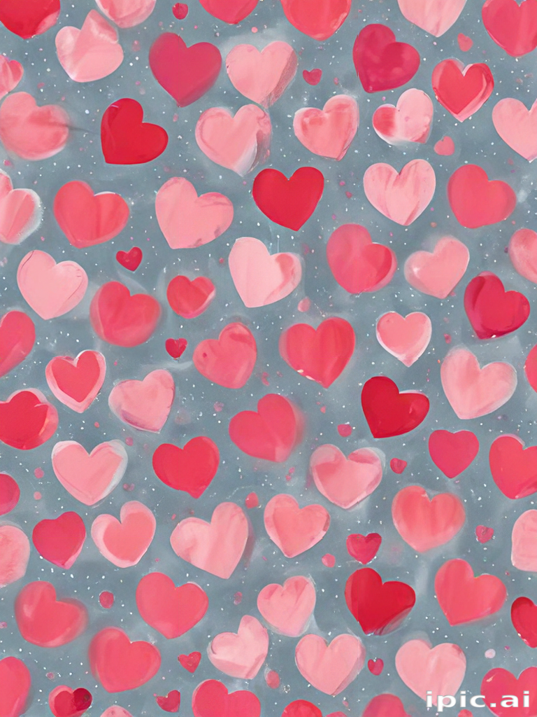 Colorful Heart Patterns on a Soft Gray Background for Romantic Vibes