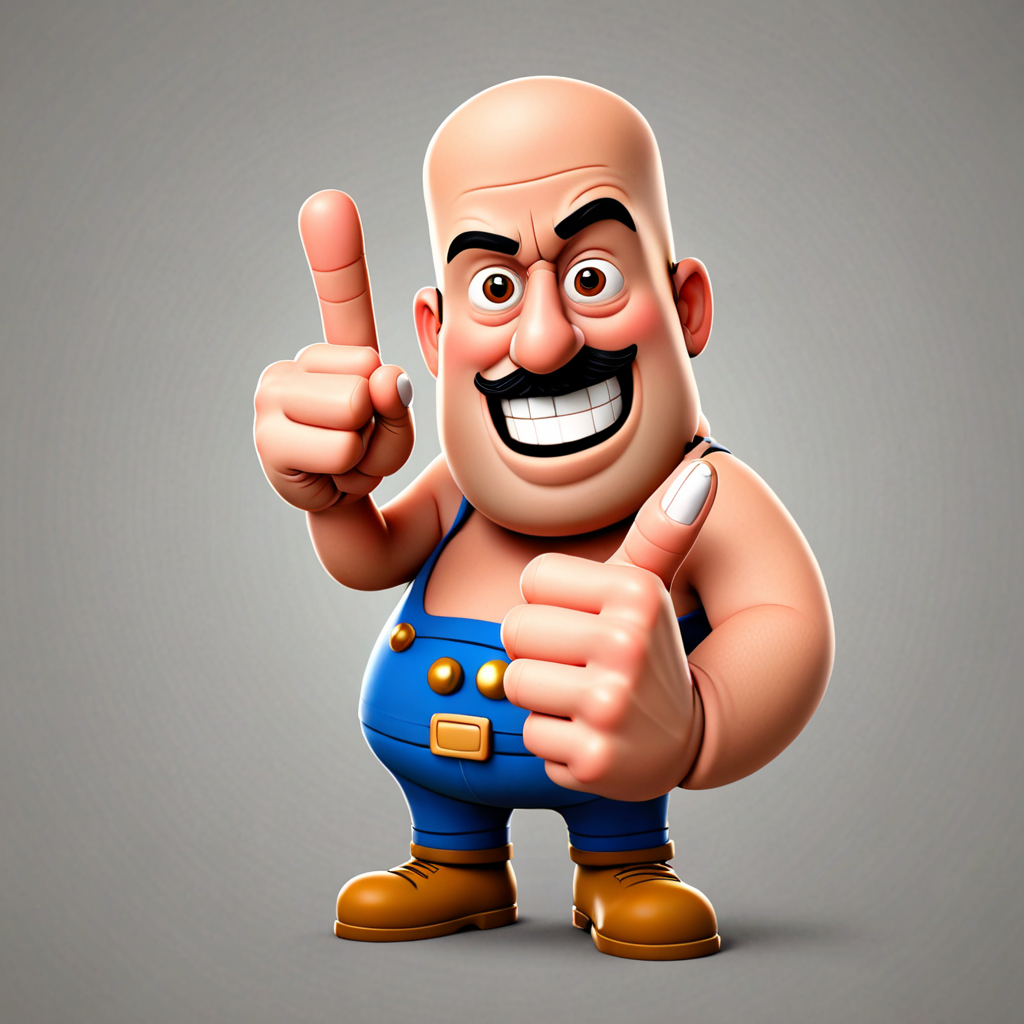 cartoon character who is showing middle finger