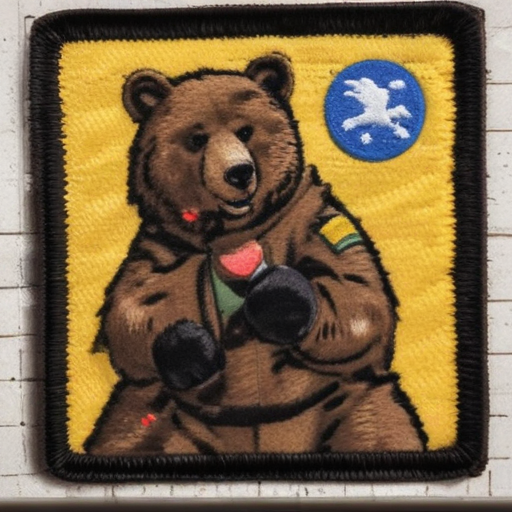 Make an airforce patch that’s square has a bear with boxing gloves and ...