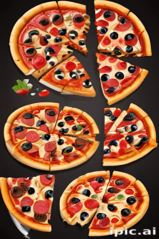 A Colorful Array of Delicious Pizza Slices Artfully Arranged on a Dark ...