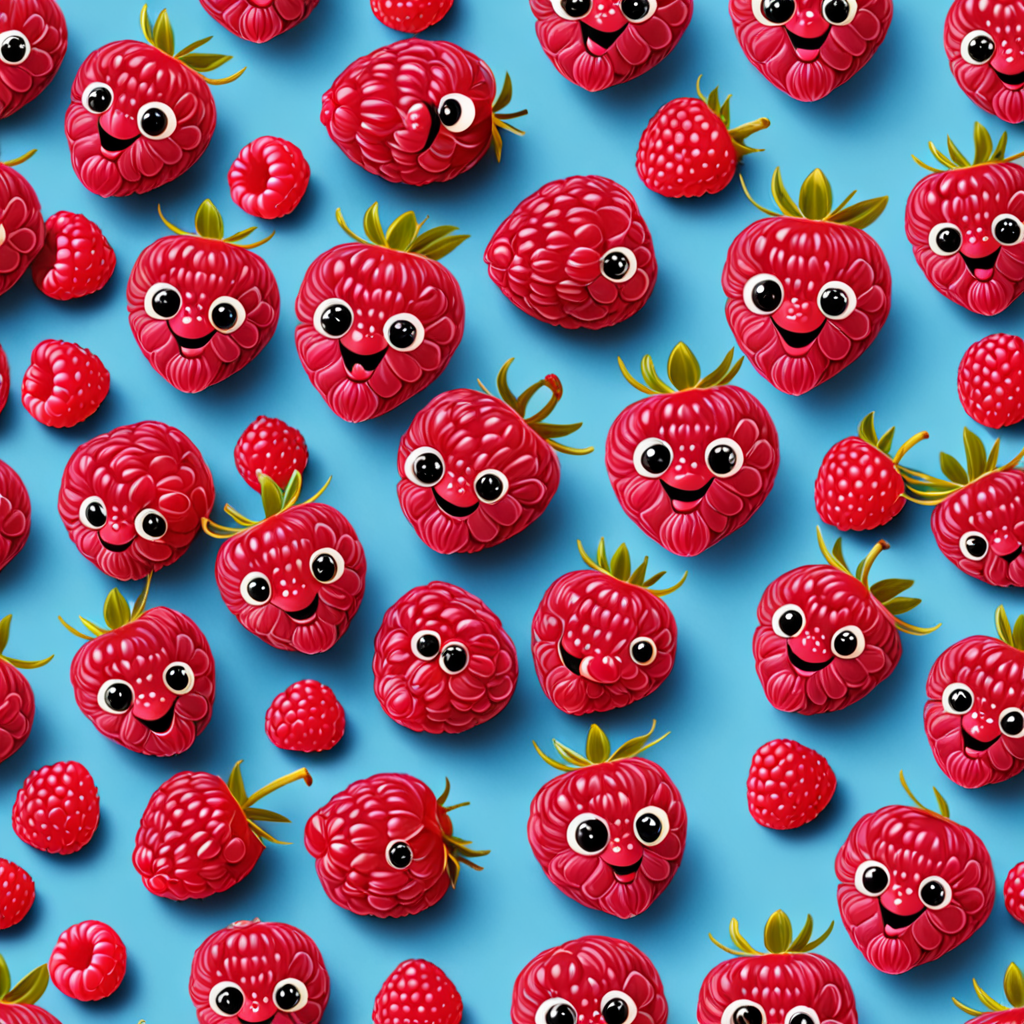 Cute raspberries with faces
