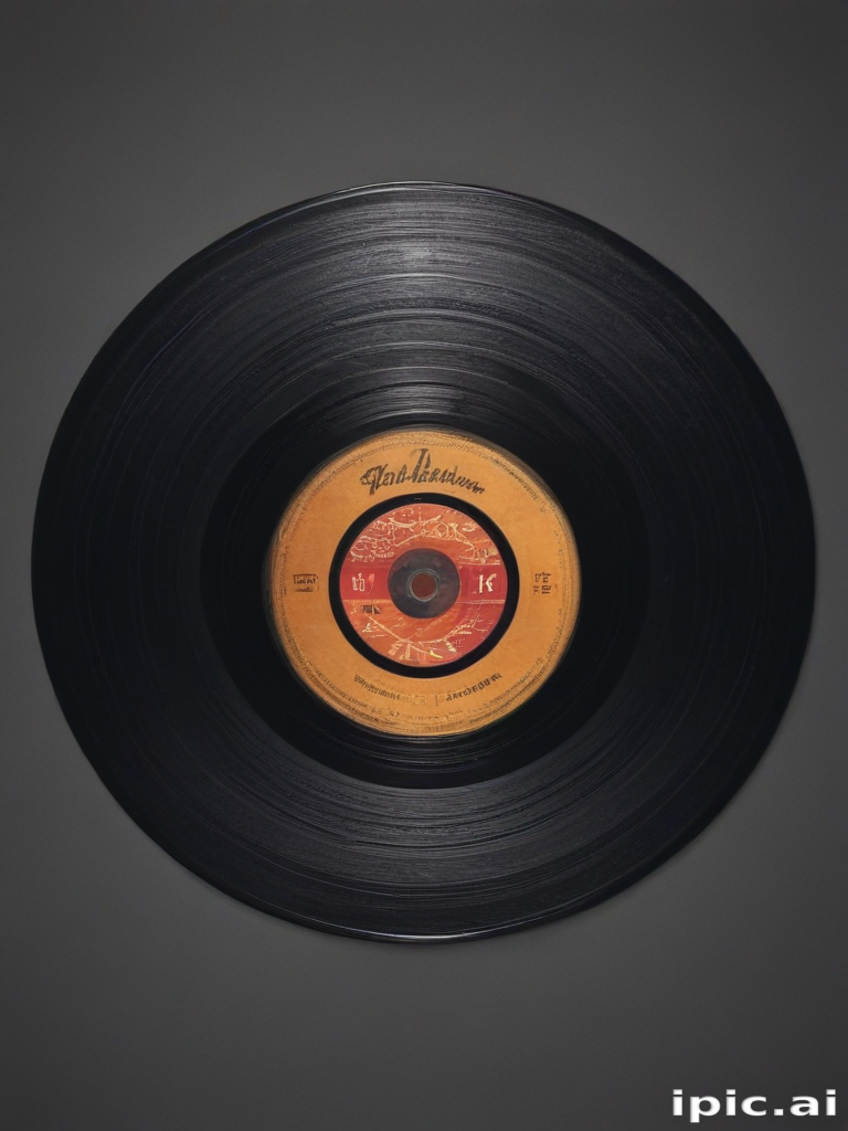 Classic Vinyl Record Displayed Against a Simple Gray Background