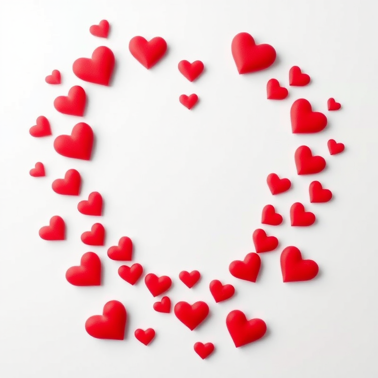 create an image of a large heart made up of smaller red hearts on a ...