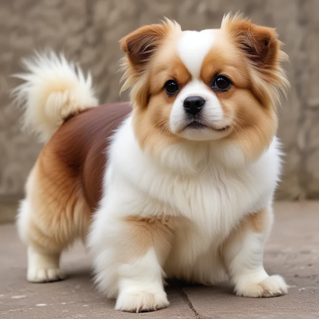 A Charming Fluffy Dog with Adorable Features Standing Proudly Outdoors