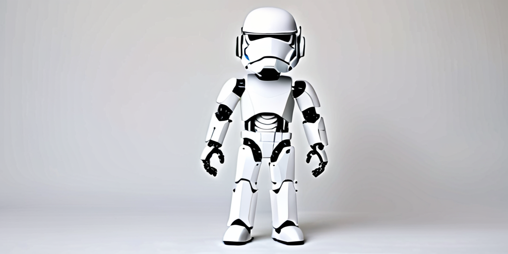 customer services humanoid standing with white background make it full body