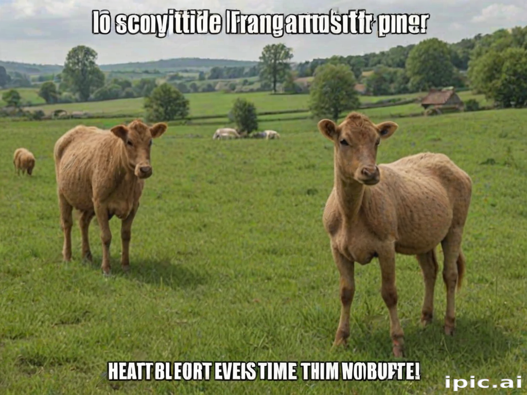 Cows Grazing Peacefully in a Lush Green Pasture Under Clear Skies
