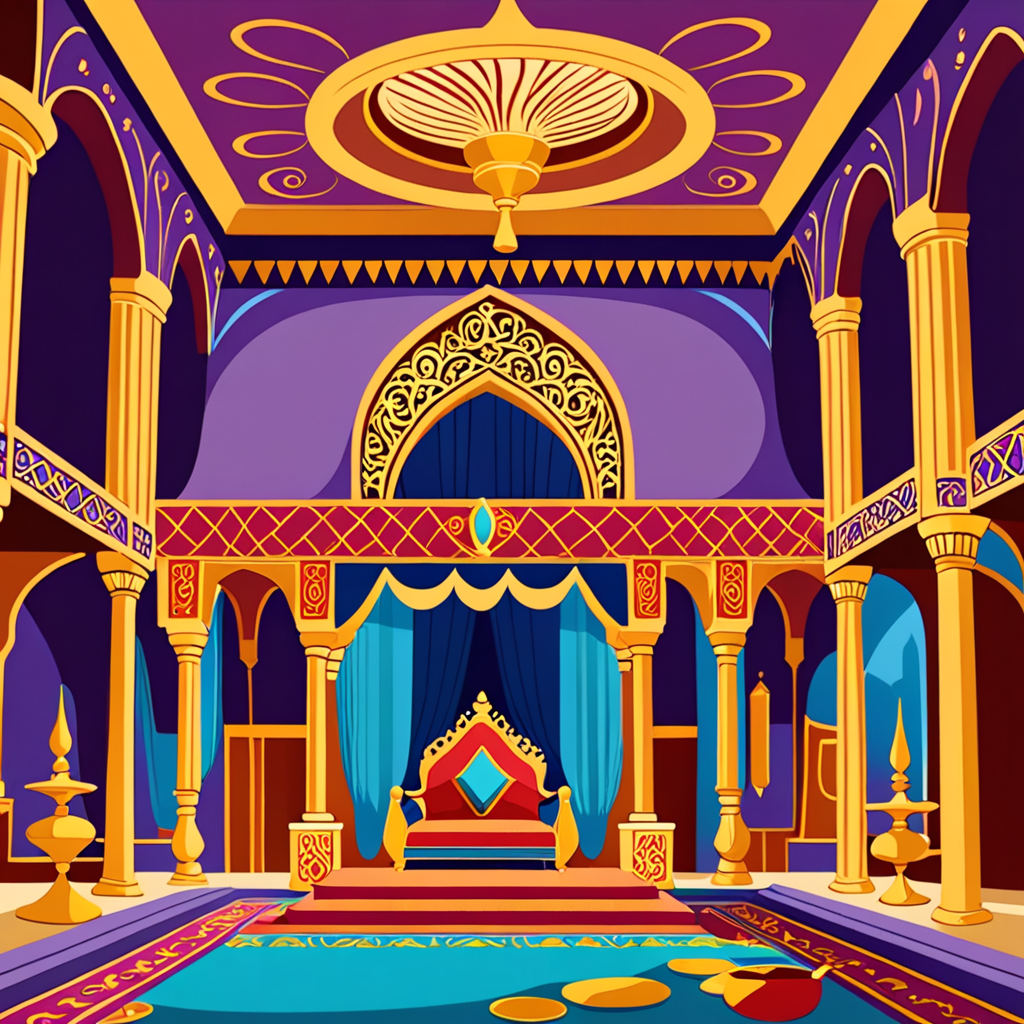 Interior of the throne room of the Sultan of Agrabah from the cartoon ...