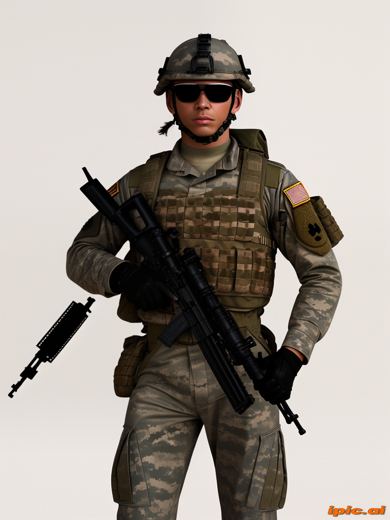 Modern Soldier in Tactical Gear, Ready for Action with Firearm