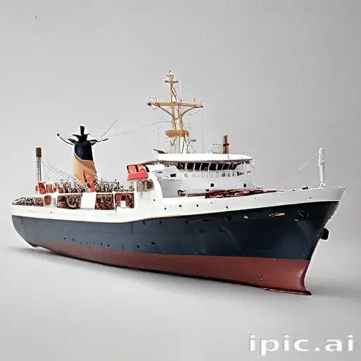 Vintage Maritime Ship Model Displayed Against a Neutral Background