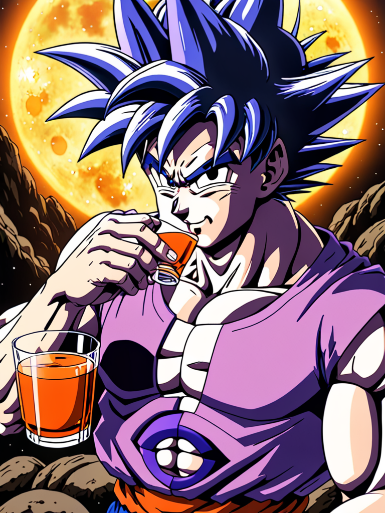 Goku drinking purple lean