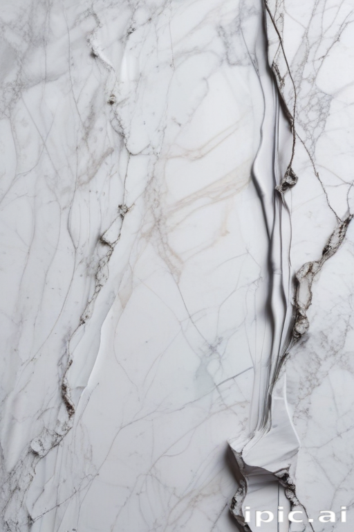 Elegant White Marble Surface with Intricate Veins and Textured Details