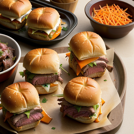 Delicious Platter of Gourmet Sliders with Fresh Ingredients and Sides.