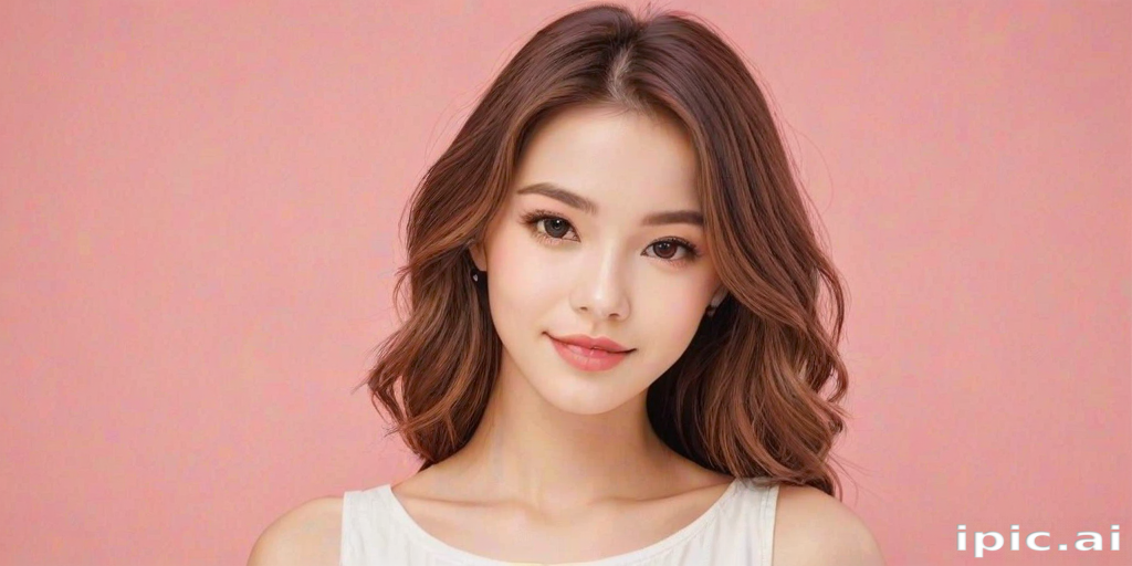 Portrait of a Young Woman with Soft Features Against a Pink Background