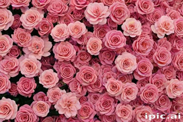 A Beautiful Display of Soft Pink Roses in Full Bloom Everywhere.