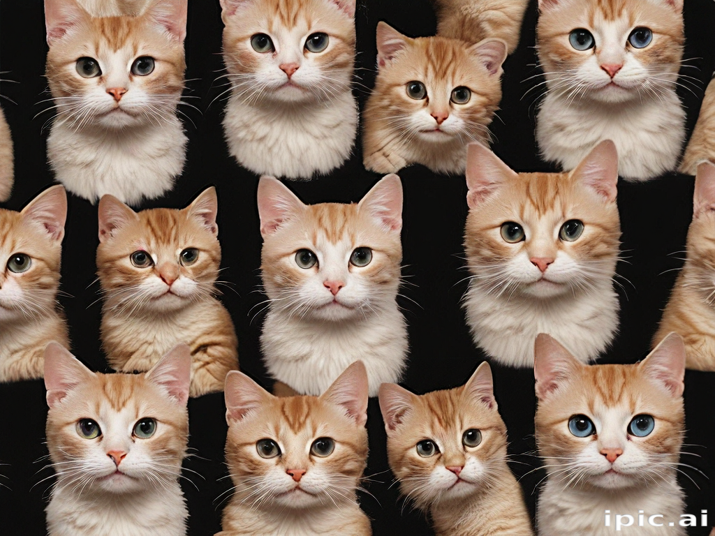 A Charming Collection of Adorable Cats with Unique Expressions on Display