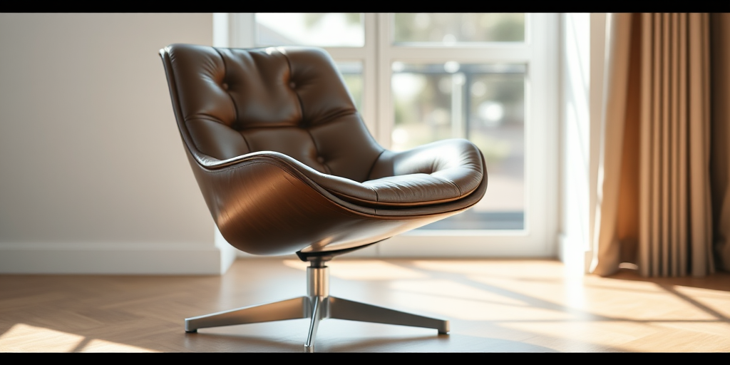 Stylish Leather Lounge Chair Bathed in Natural Light by the Window