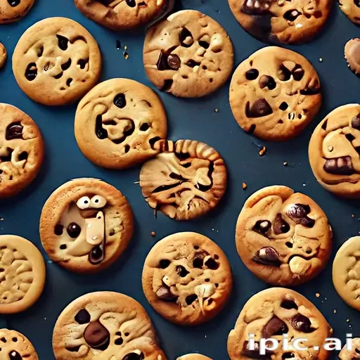 Delightful and Quirky Cookie Faces Arranged Playfully on a Blue Background