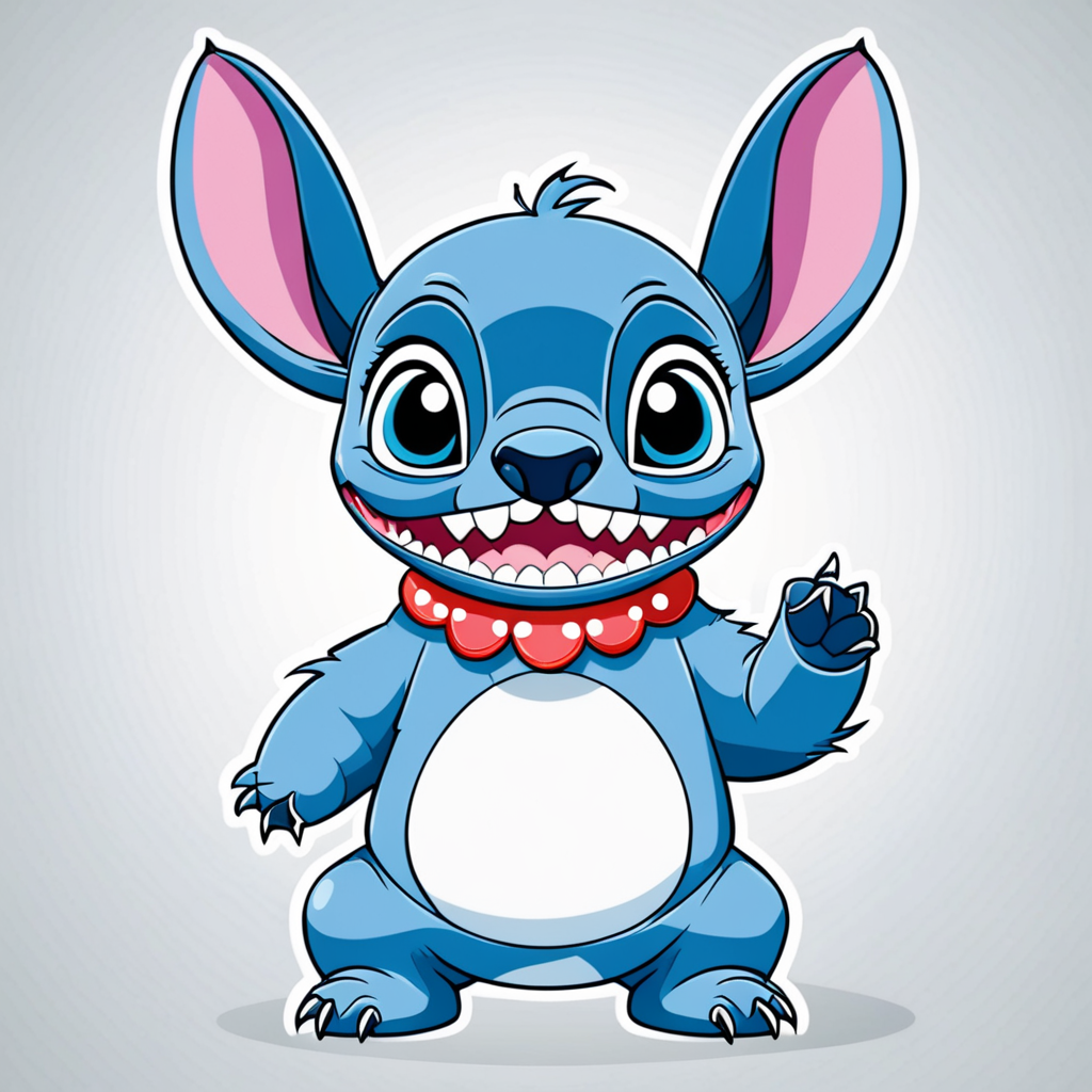 2d vector style Stitch character birthday with white background