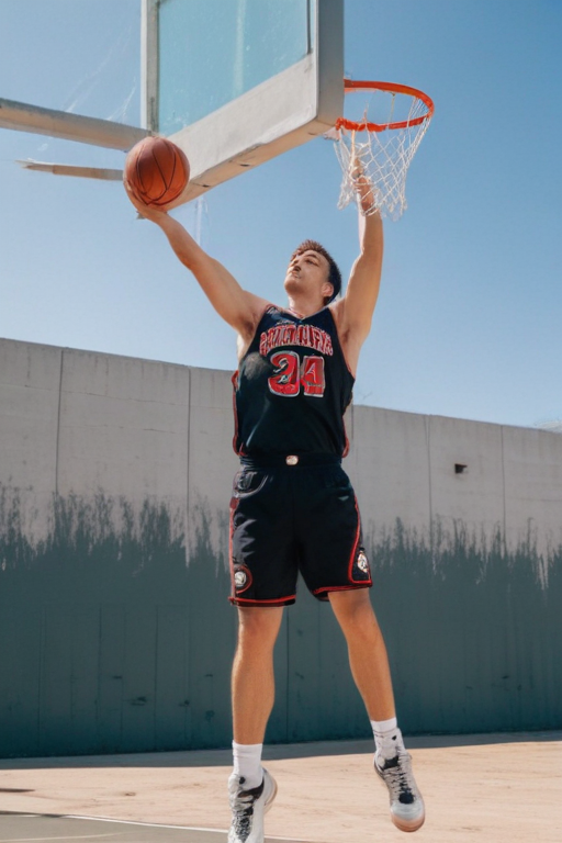 Anthony Giansiracusa dunking a basketball