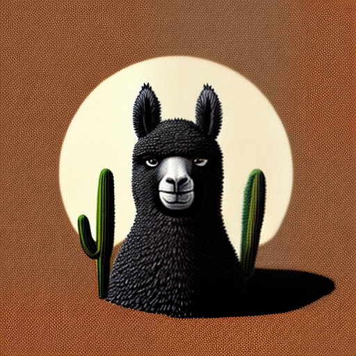 a sweet lama with big eyes in the desert looking for love, cartoon ...
