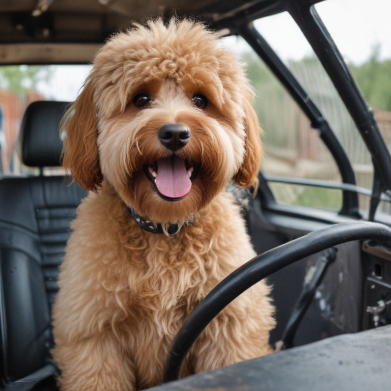 Angry Female policewoman gun roller coaster angry labradoodle