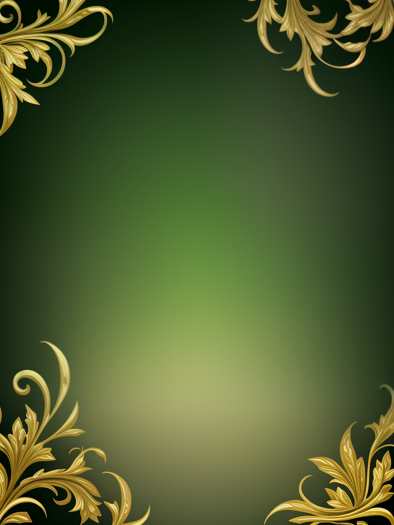 Elegant Green Background with Ornate Golden Floral Designs Framing the ...