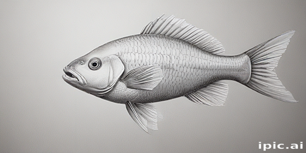 Intricate Illustration of a Silver Fish Swimming Gracefully Through Water