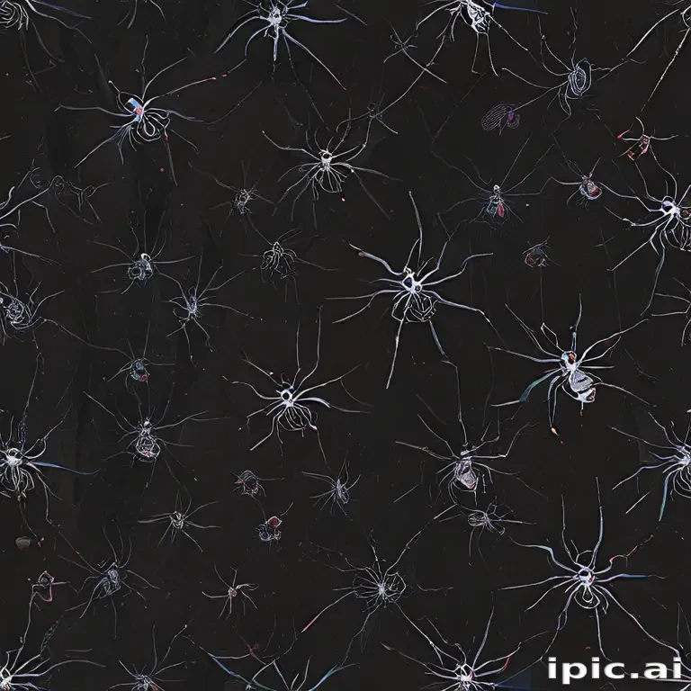 A Mesmerizing Pattern of Abstract Spiders Crawling Across a Dark Background