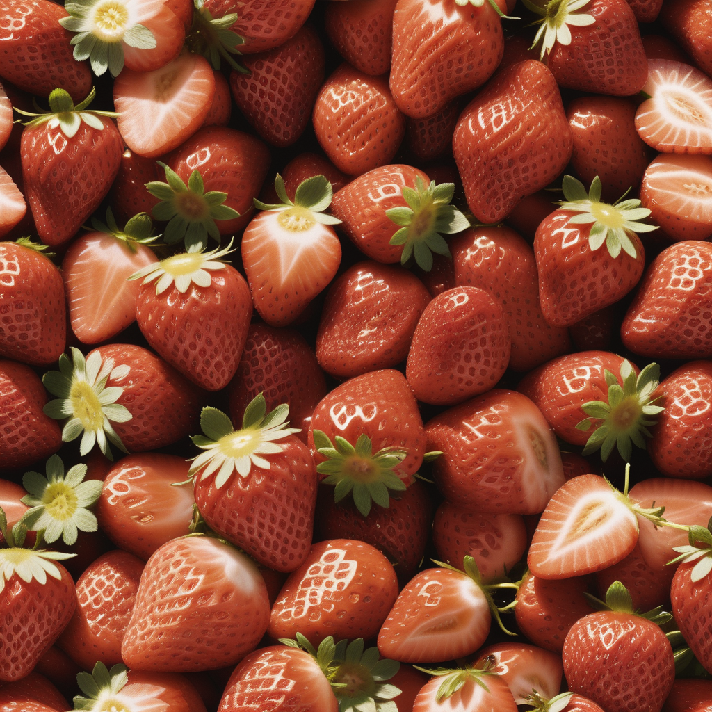 A Vibrant Array of Fresh, Juicy Strawberries Piled Together in Abundance.