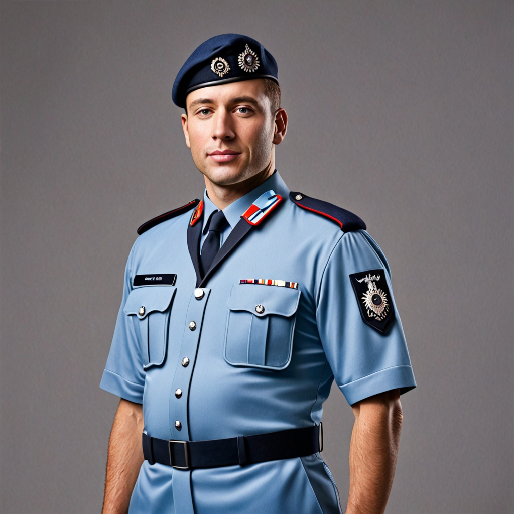 realistic pregnant male Londonian Bobby in uniform
