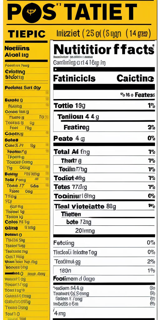 Detailed Nutritional Information Chart for a Food Product with ...