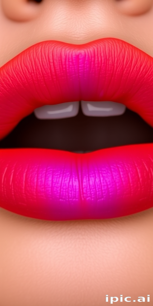Vibrant Close-Up of Glossy Lips in Stunning Gradient Color Palette