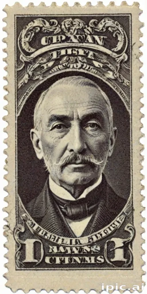 Historical Stamp Featuring a Distinguished Man in Formal Attire Portrait.