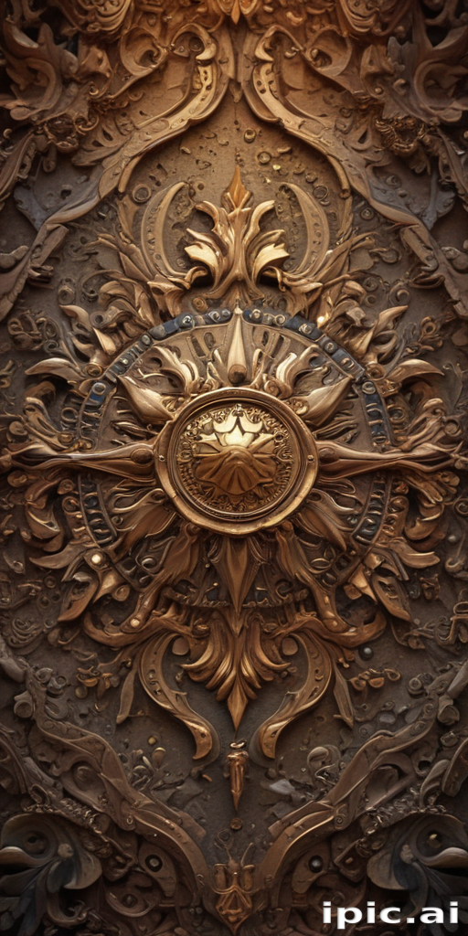 Intricate Golden Wall Design Featuring Elaborate Patterns and ...