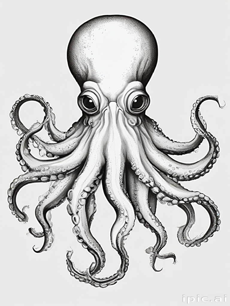 Intricate Illustration of an Octopus with Detailed Tentacles and ...