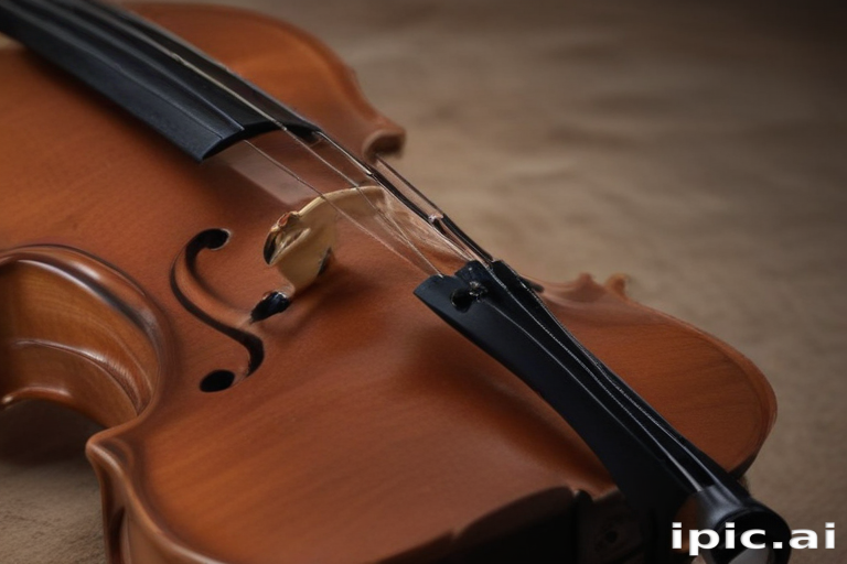 Close-Up View of a Beautifully Crafted Violin with Intricate Details
