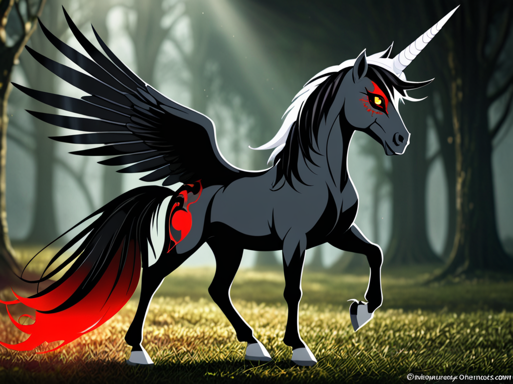 mlp pony mare dark alicorn with white markings on face red eyes red and ...