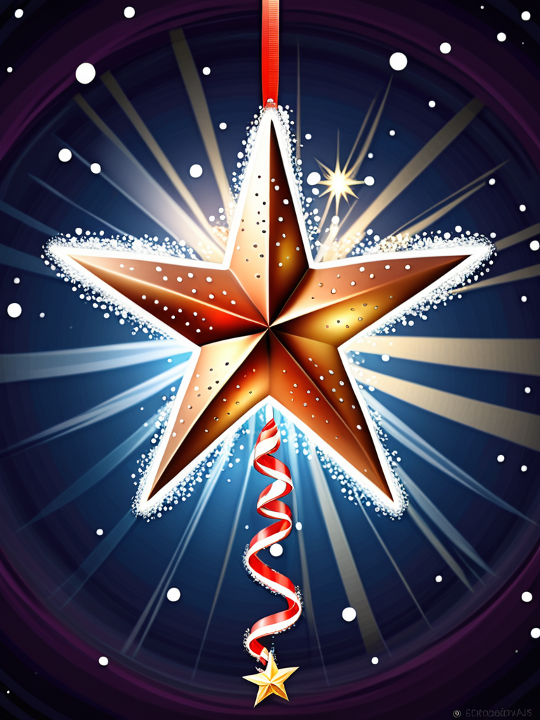 Sparkling Holiday Star Ornament Shining Bright Against a Festive Background
